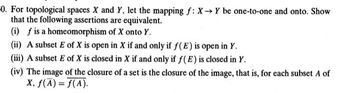 Solved For topological spaces X and Y, let the mapping f:X→Y | Chegg.com