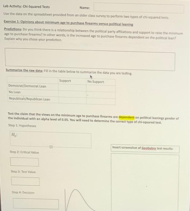 Solved Lab Activity: Chi-Squared Tests Name: Use the data on | Chegg.com