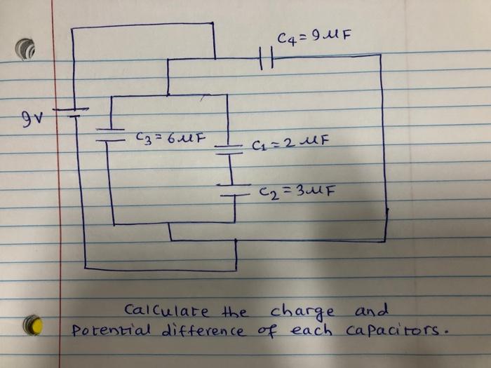 Solved Calculate the charge and potential difference of each | Chegg.com