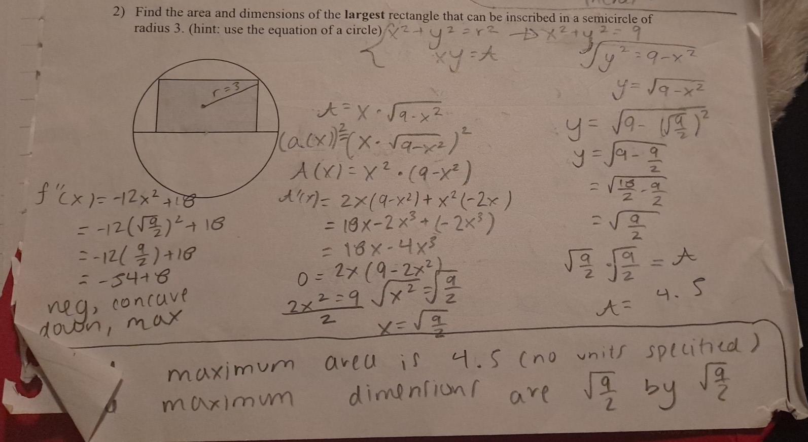 Solved myt You z = و √9 y=fa-9 2 2 2 2) Find the area and | Chegg.com