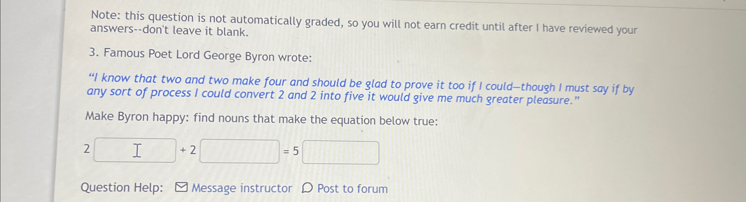 Solved Note: this question is not automatically graded, so | Chegg.com