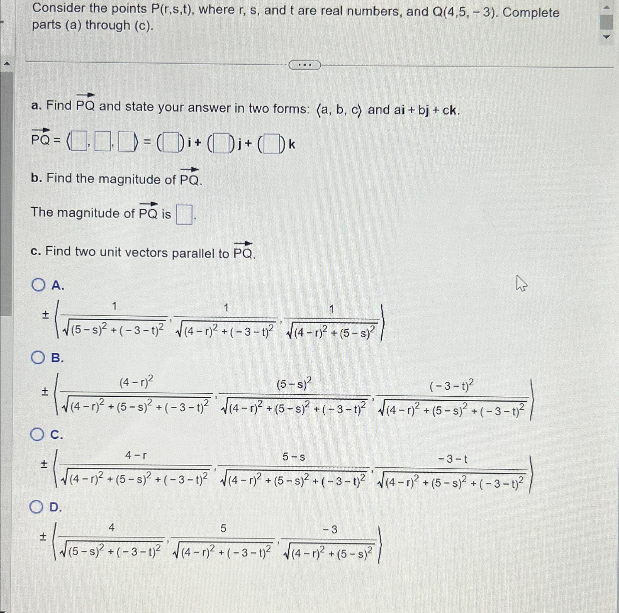 Solved Consider the points P(r,s,t), where r,s, and t are | Chegg.com