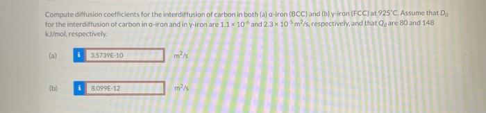 Solved Compute diffusion coefficients for the interdiffusion | Chegg.com