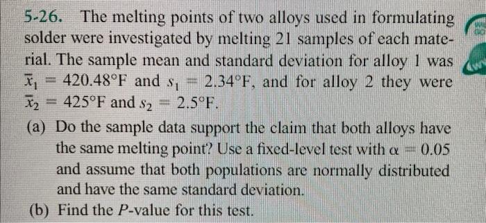 Solved 5-60. Consider the melting point data in Exercise | Chegg.com