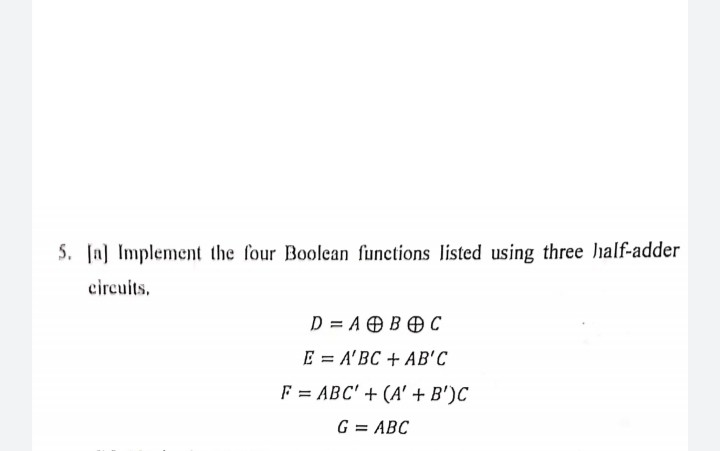 Solved 5 In Implement The Four Boolean Functions Listed