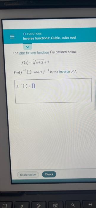 Solved = O FUNCTIONS Inverse functions: Cubic, cube root The | Chegg.com