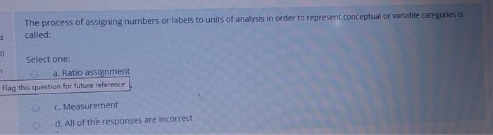 Solved The process of assigning numbers or labels to units | Chegg.com