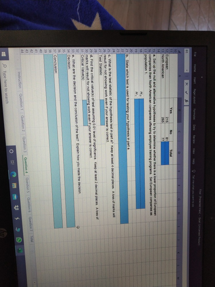 Solved Final Protected View - Excel Unlicensed Product | Chegg.com