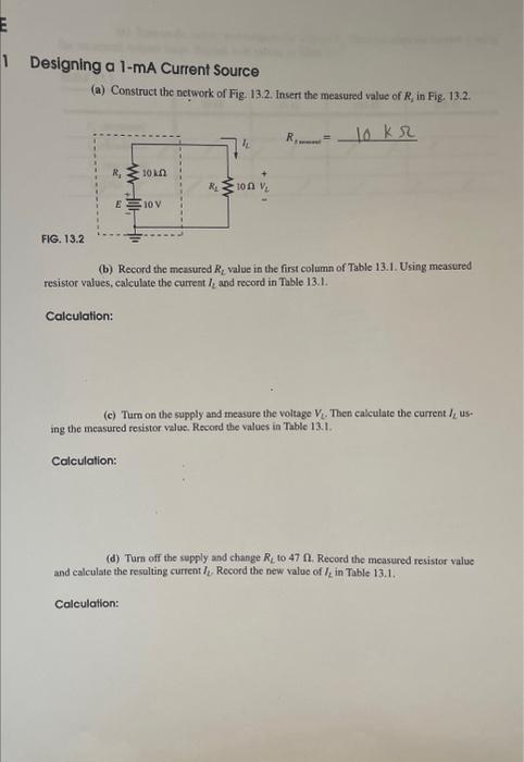 Solved Designing a 1-mA Current Source (a) Construct the | Chegg.com