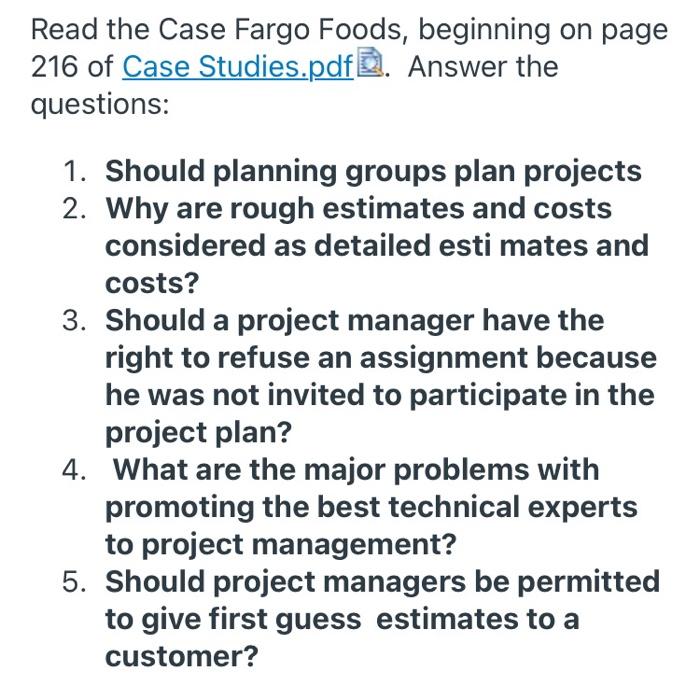Solved Fargo Foods is a $2 billion a year international food | Chegg.com
