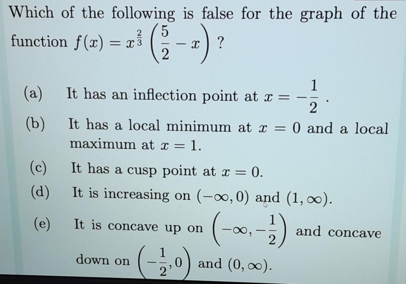 Solved Which of the following is false for the graph of the | Chegg.com