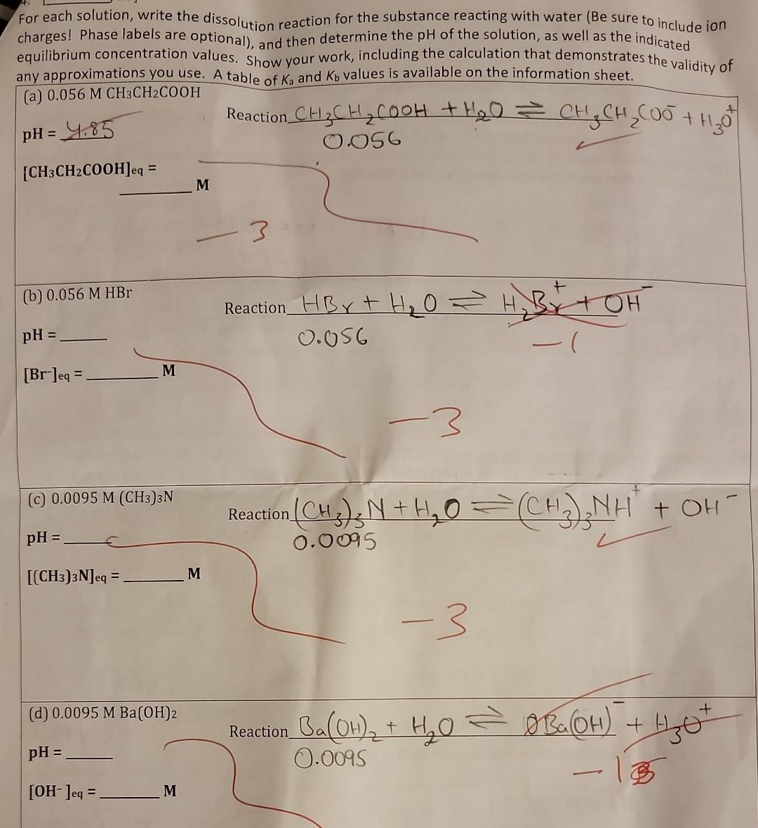 Solved For each solution, write the dissolution reaction for | Chegg.com