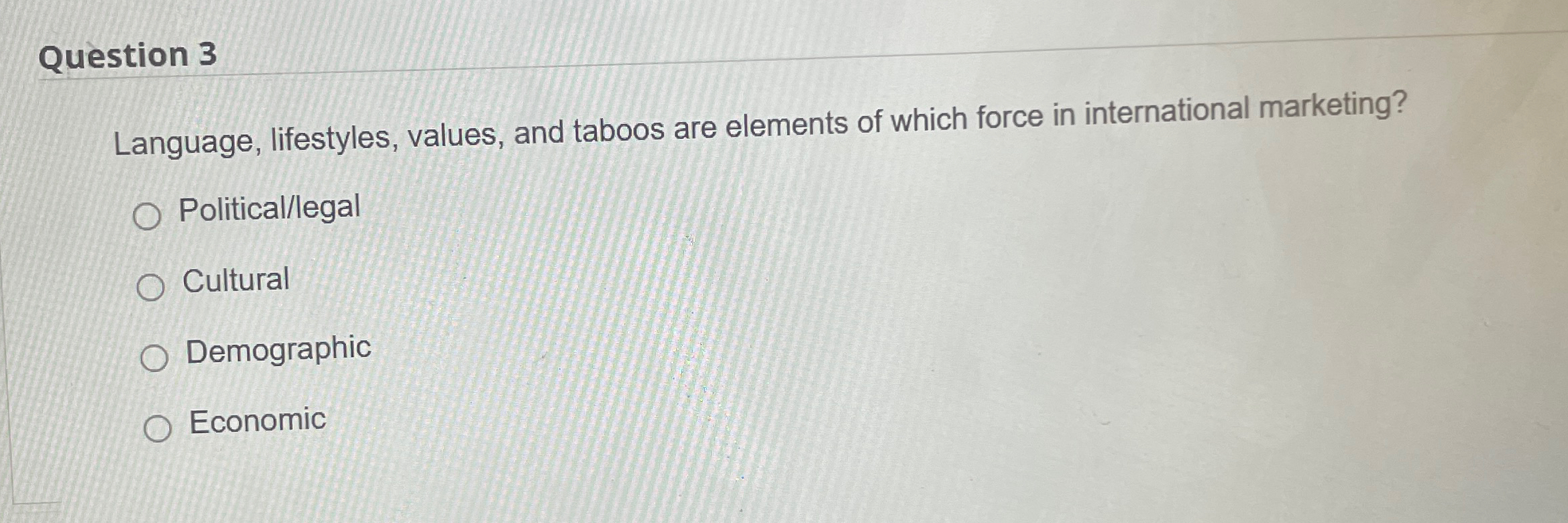 Solved Question 3Language, lifestyles, values, and taboos | Chegg.com