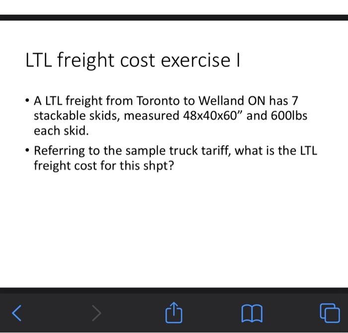 Truck Freight calculation | • FTL: Full Truck Load | Chegg.com