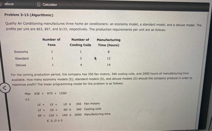 Solved eBook Calculator Problem 3-13 (Algorithmic) Quality | Chegg.com