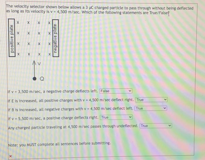 Solved The velocity selector shown below allows a 3μC | Chegg.com