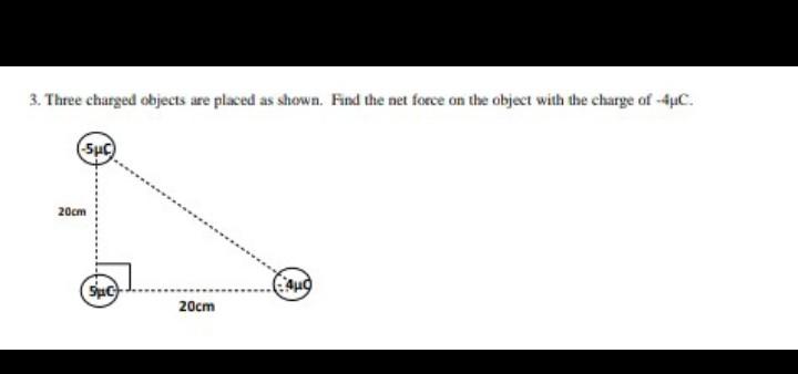 Solved 3. Three charged objects are placed as shown. Find | Chegg.com