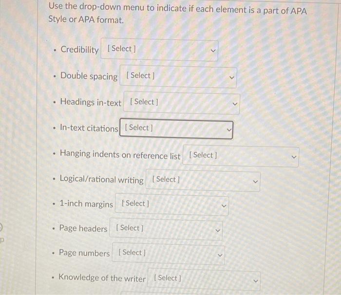 Use the drop-down menu to indicate if each element is | Chegg.com