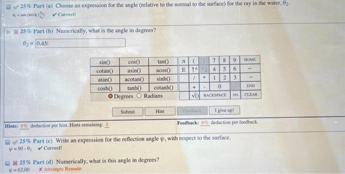 Solved (17\%) Problem 6: A ray of light is incident on an | Chegg.com Solved (17\%) Problem 6: A ray of light is incident on an | Chegg.com