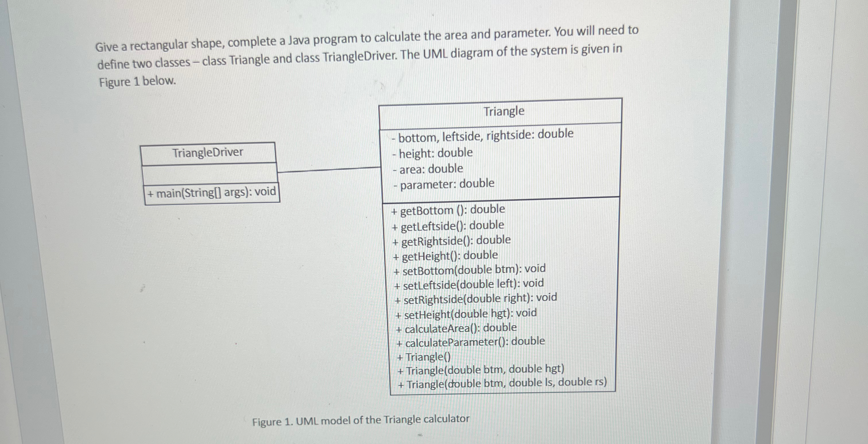 Solved Give a rectangular shape, complete a Java program to | Chegg.com