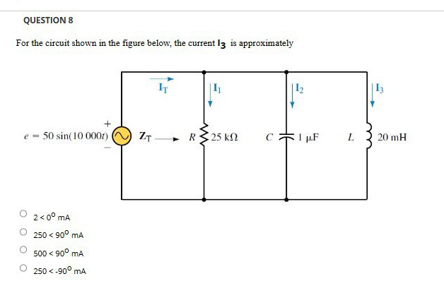 Solved QUESTION 8For the circuit shown in the figure below, | Chegg.com