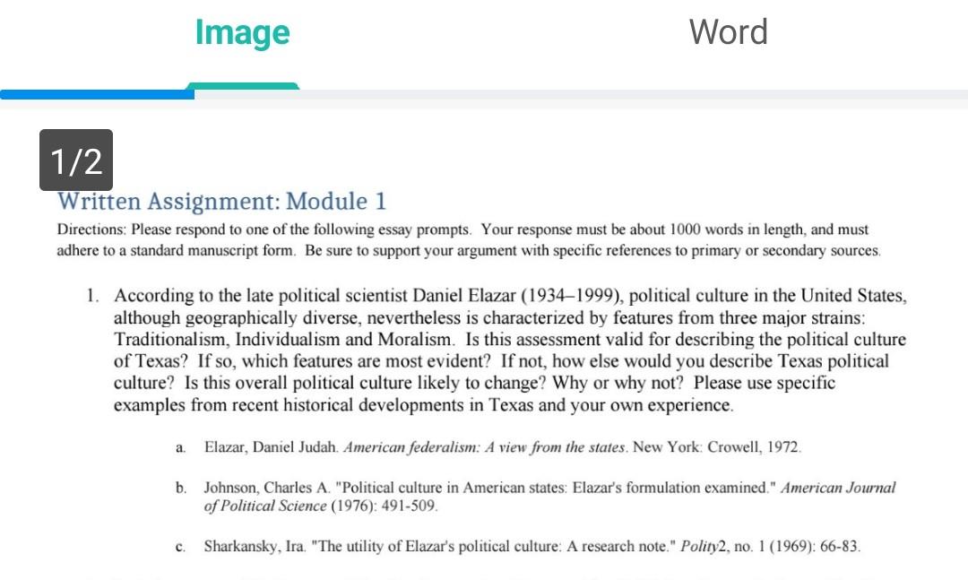 Written Assignment: Module 1 Directions: Please | Chegg.com