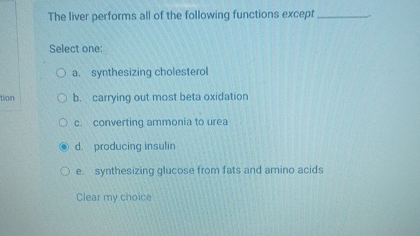 Solved The liver performs all of the following functions | Chegg.com