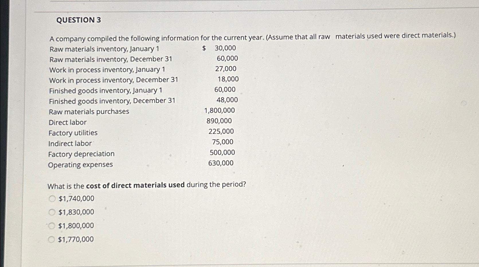 Solved QUESTION 3A company compiled the following | Chegg.com