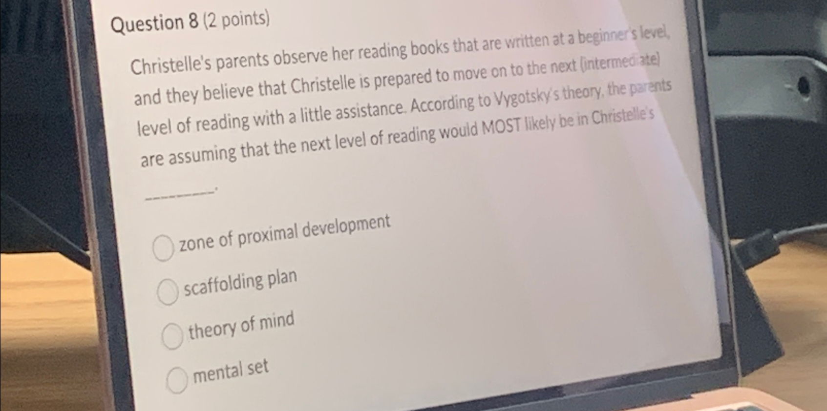 Solved Question 8 (2 ﻿points) ﻿Christelle's parents observe | Chegg.com
