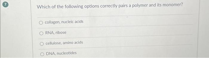 Solved 7 Which of the following options correctly pairs a | Chegg.com
