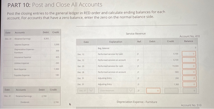 PART 10: Post and Close All Accounts Post the closing | Chegg.com