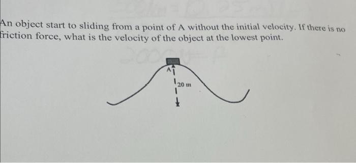 Solved An object start to sliding from a point of A without | Chegg.com