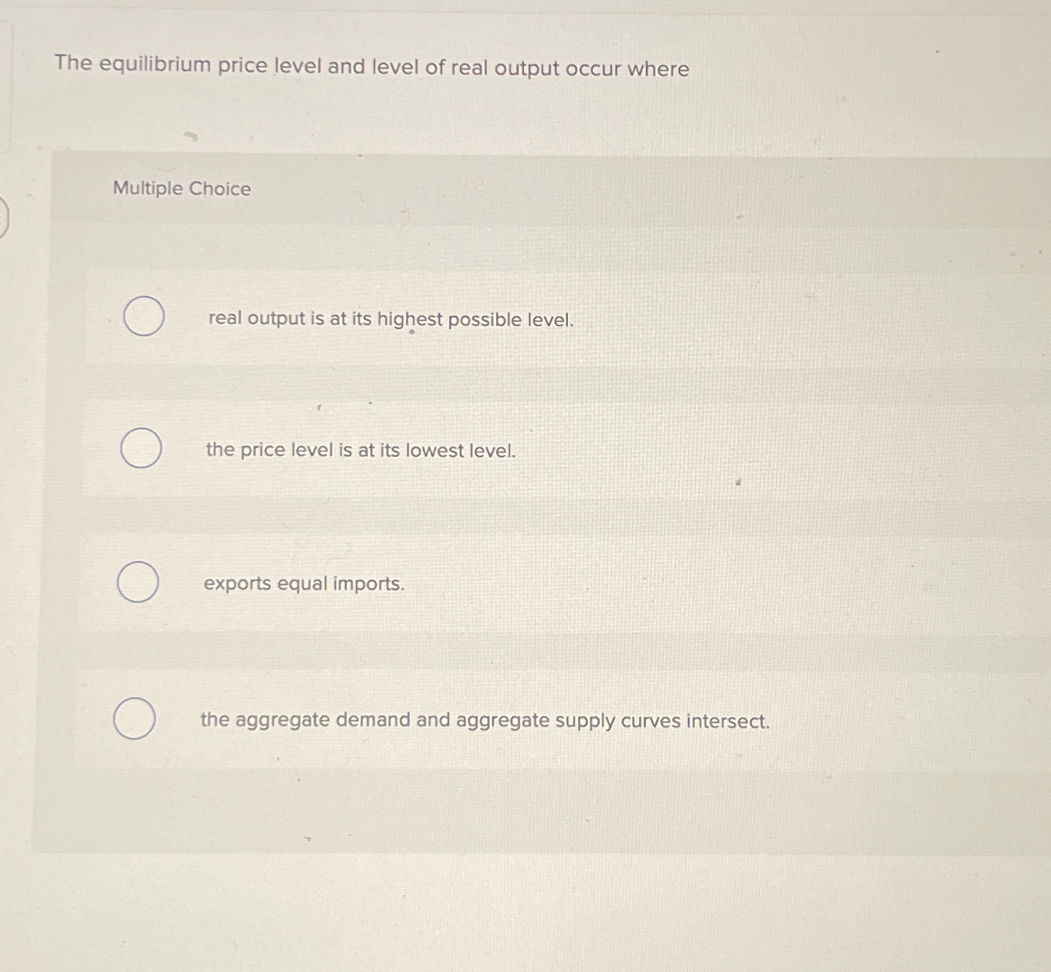 Solved The equilibrium price level and level of real output | Chegg.com