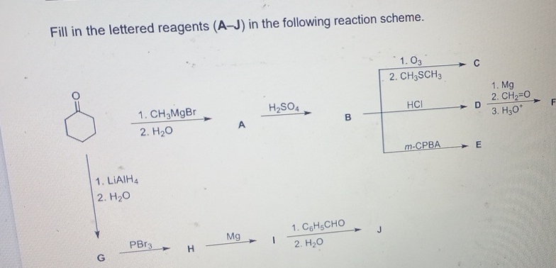 Solved Fill in the lettered reagents (A-J) ﻿in the following | Chegg.com