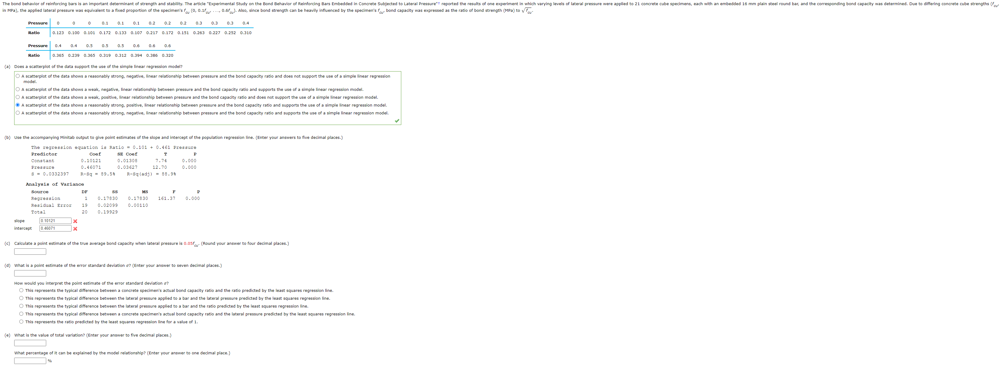 Solved (a) ﻿Does a scatterplot of the data support the use | Chegg.com