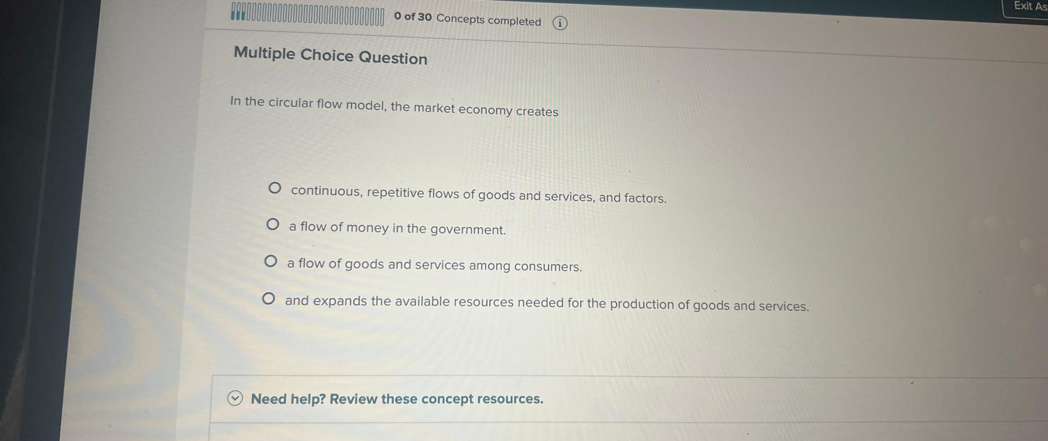Solved Exit As0 ﻿of 30 ﻿Concepts completed (i)Multiple | Chegg.com