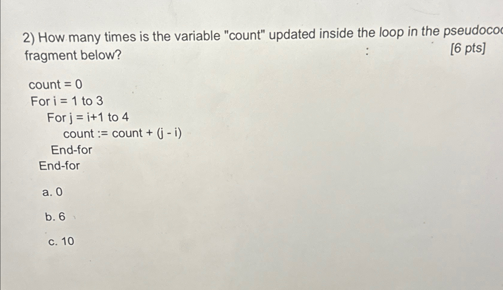Solved How many times is the variable "count" updated inside | Chegg.com