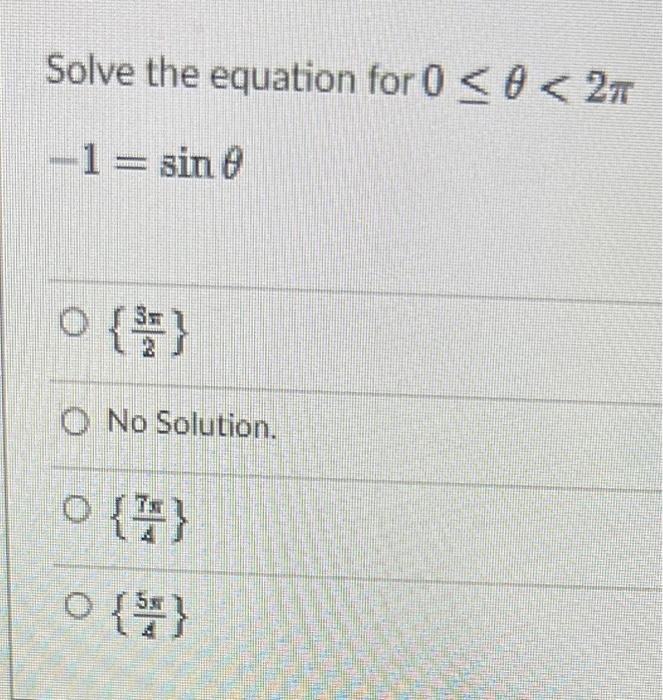 Solved Solve the equation for 0≤θ