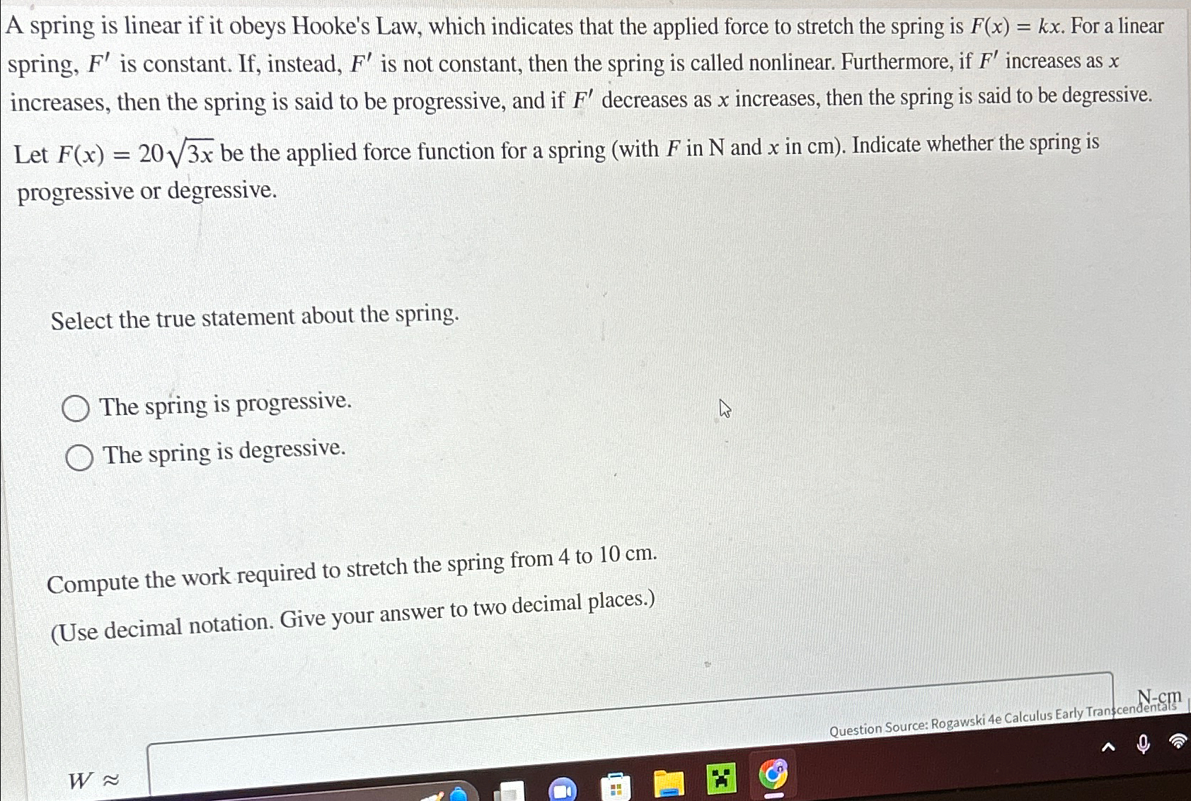 Solved A spring is linear if it obeys Hooke's Law, which | Chegg.com