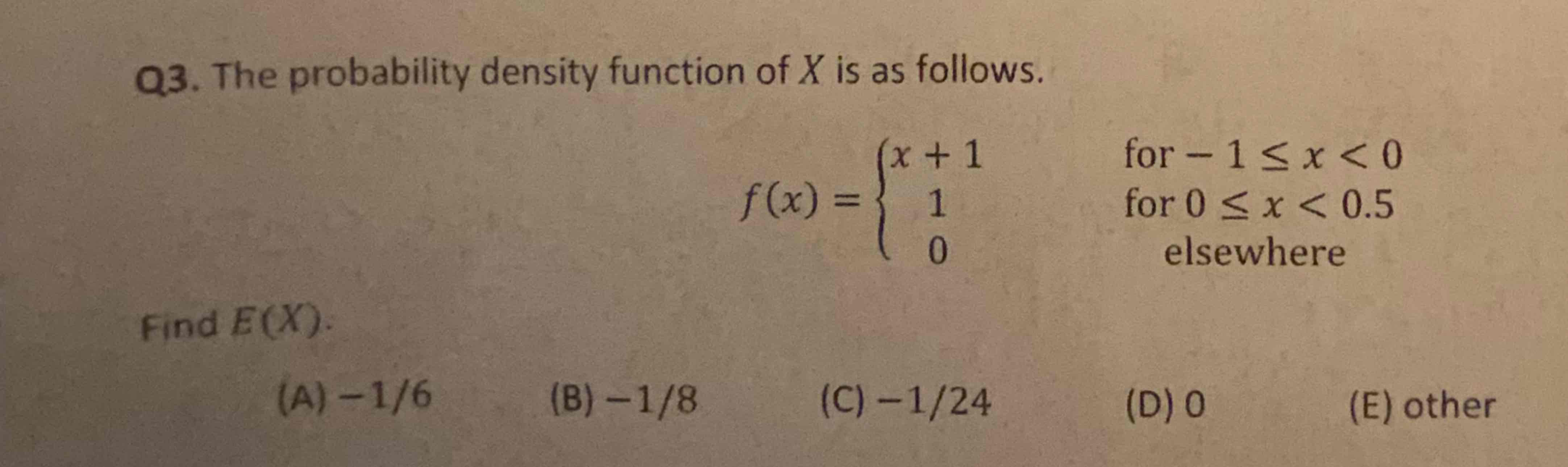 Solved Q3. ﻿The probability density function of x ﻿is as | Chegg.com