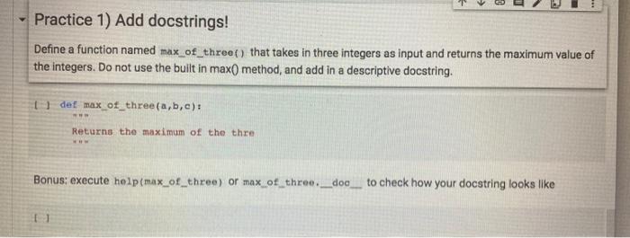 Solved Practice 1 Add Docstrings Define A Function Named