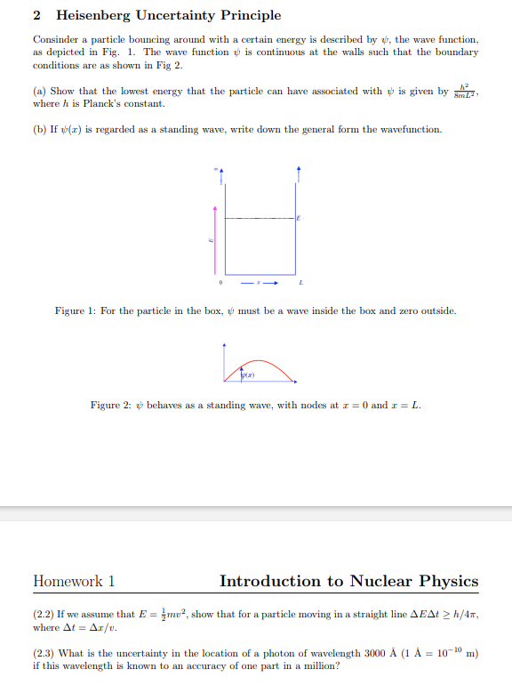 Solved 2 Heisenberg Uncertainty Principle Consinder a | Chegg.com