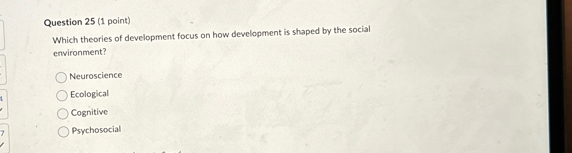 Solved Question 25 (1 ﻿point)Which theories of development | Chegg.com