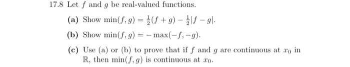 Solved 17 8 Let F And G Be Real Valued Functions A Show