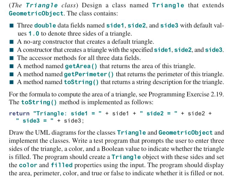 Solved (The Triang7e class) ﻿Design a class named Triang1e | Chegg.com