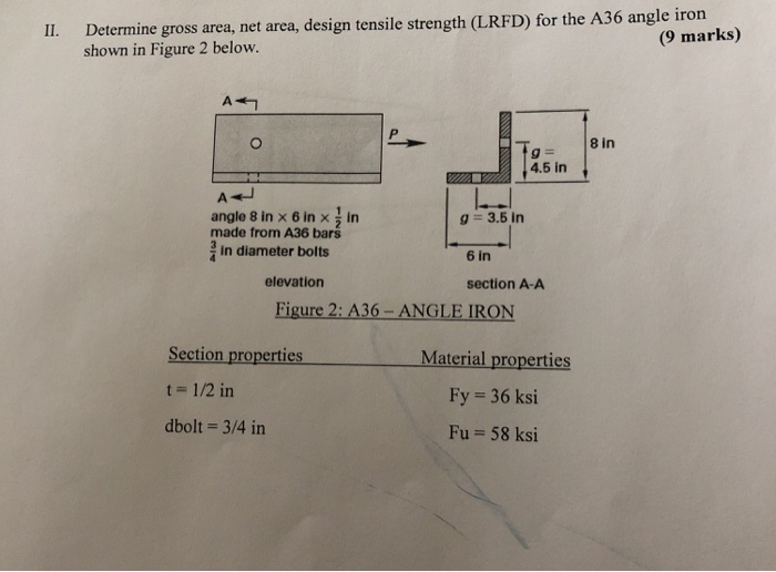 Solved II. Determine gross area, net area, design tensile | Chegg.com