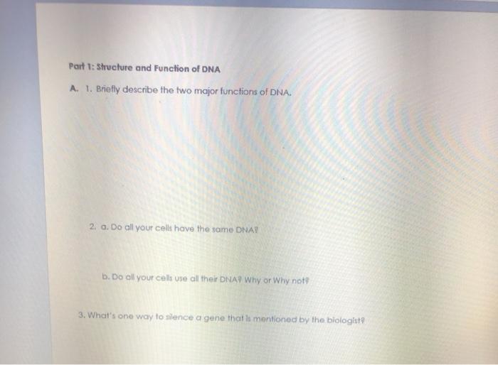 Solved EPIGENETICS: INVESTIGATING THE STRUCTURE AND FUNCTION | Chegg.com