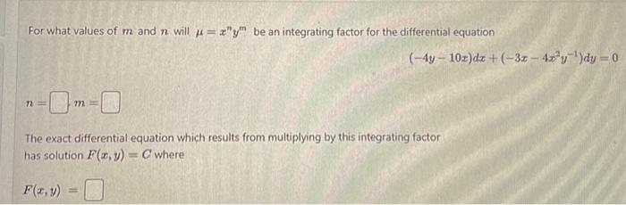 Solved For what values of m and n will μ=xnym be an | Chegg.com