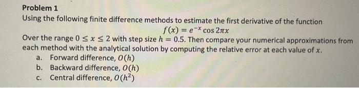 Solved Using the following finite difference methods to | Chegg.com
