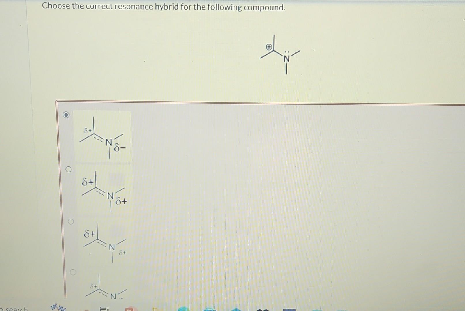 Solved Choose the correct resonance hybrid for the following | Chegg.com